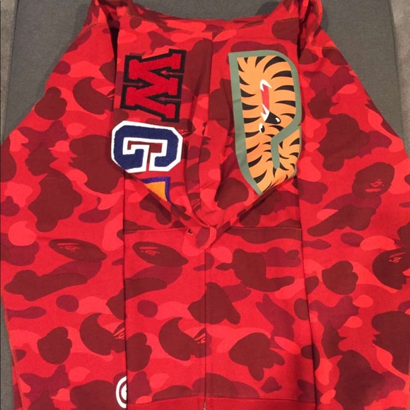Bape | Sweaters | Bape Red Camo Full Zip Read The Description | Poshmark